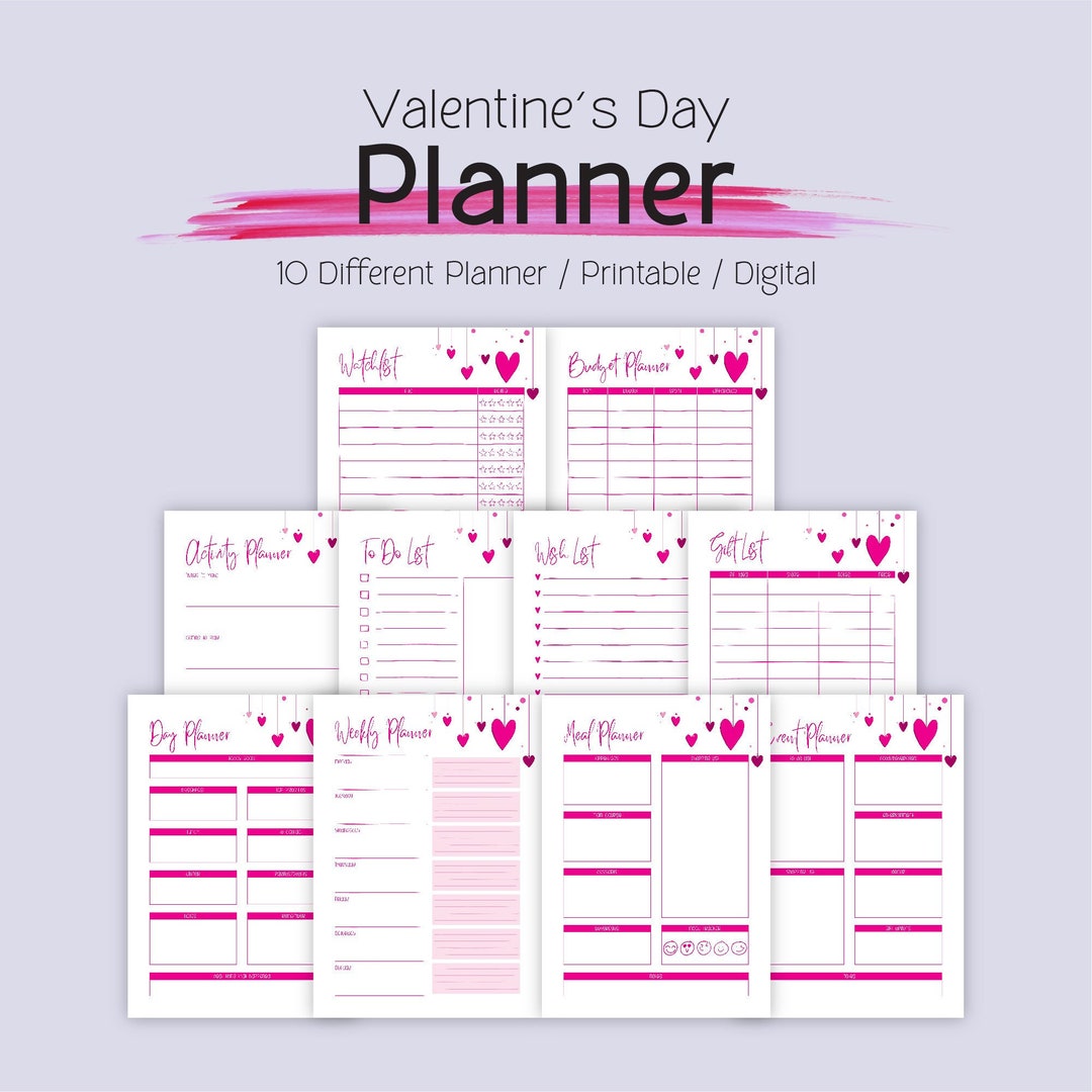 Printable Valentine Planner, Valentine's Day Planner, Gifts for Him and ...