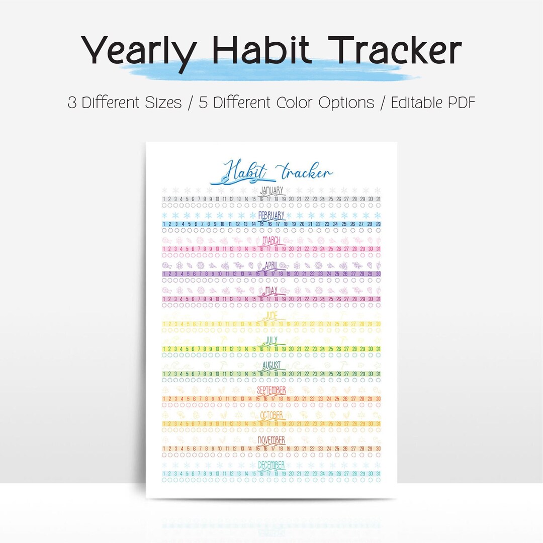 Yearly Habit Tracker Habit Tracker Printable Habit Tracker Digital ...