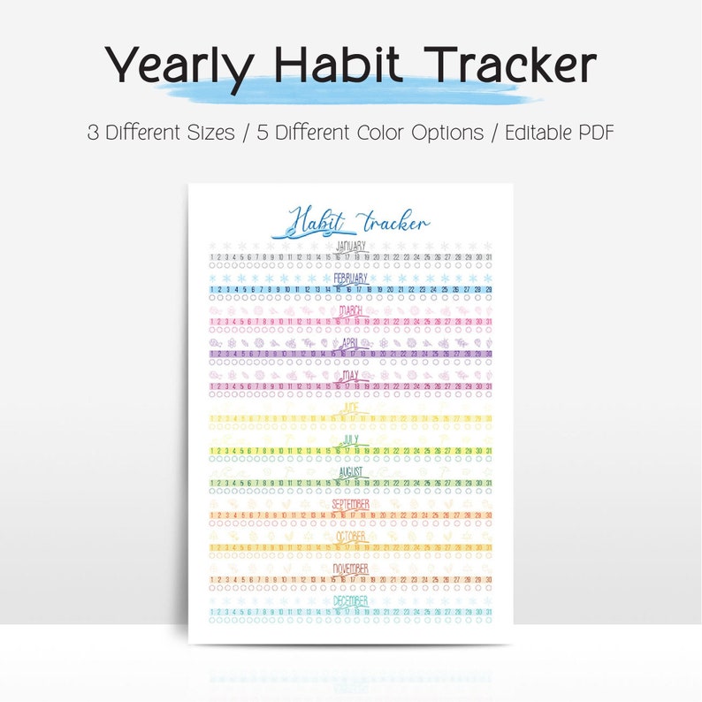 Yearly Habit Tracker Habit Tracker Printable Habit Tracker Digital ...