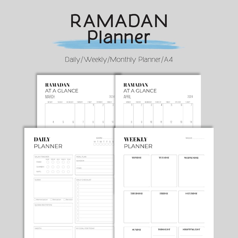 Ramadan Planner, Digital Download | A4 Size, Salah Tracker, Meal Plan ...
