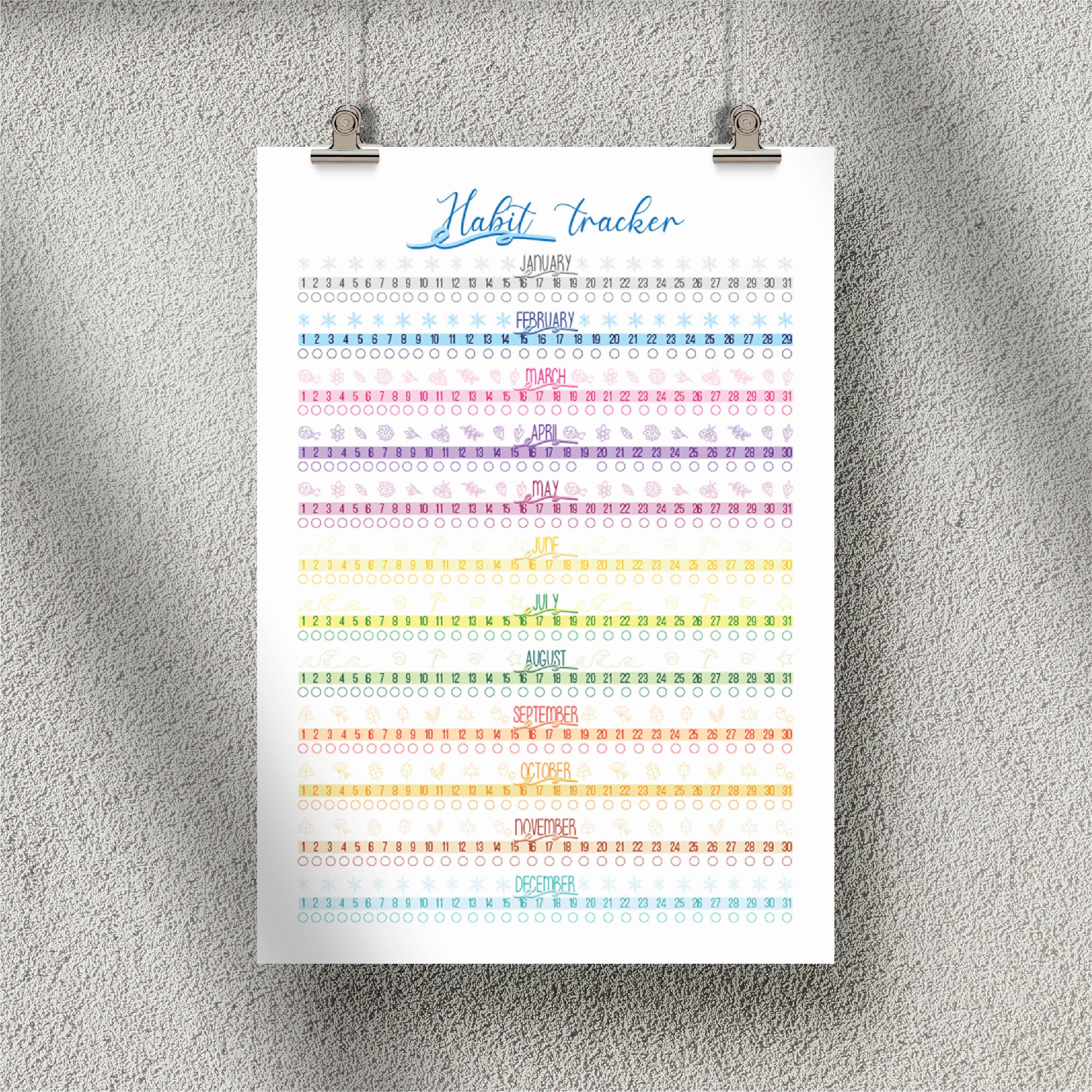 Yearly Habit Tracker Habit Tracker Printable Habit Tracker Digital ...