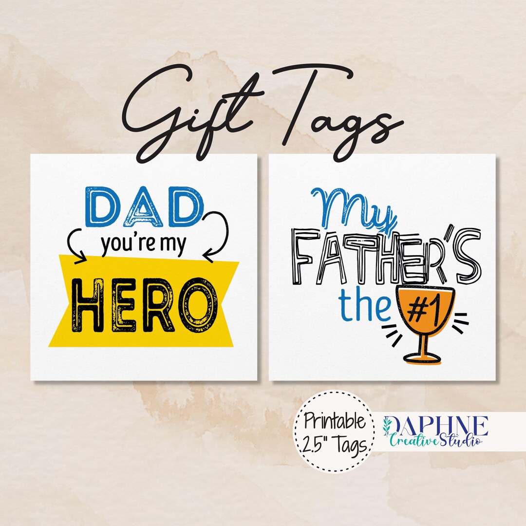 Father’s Day Gift Tags – Printable Digital Tags – Dad You’re My Hero ...