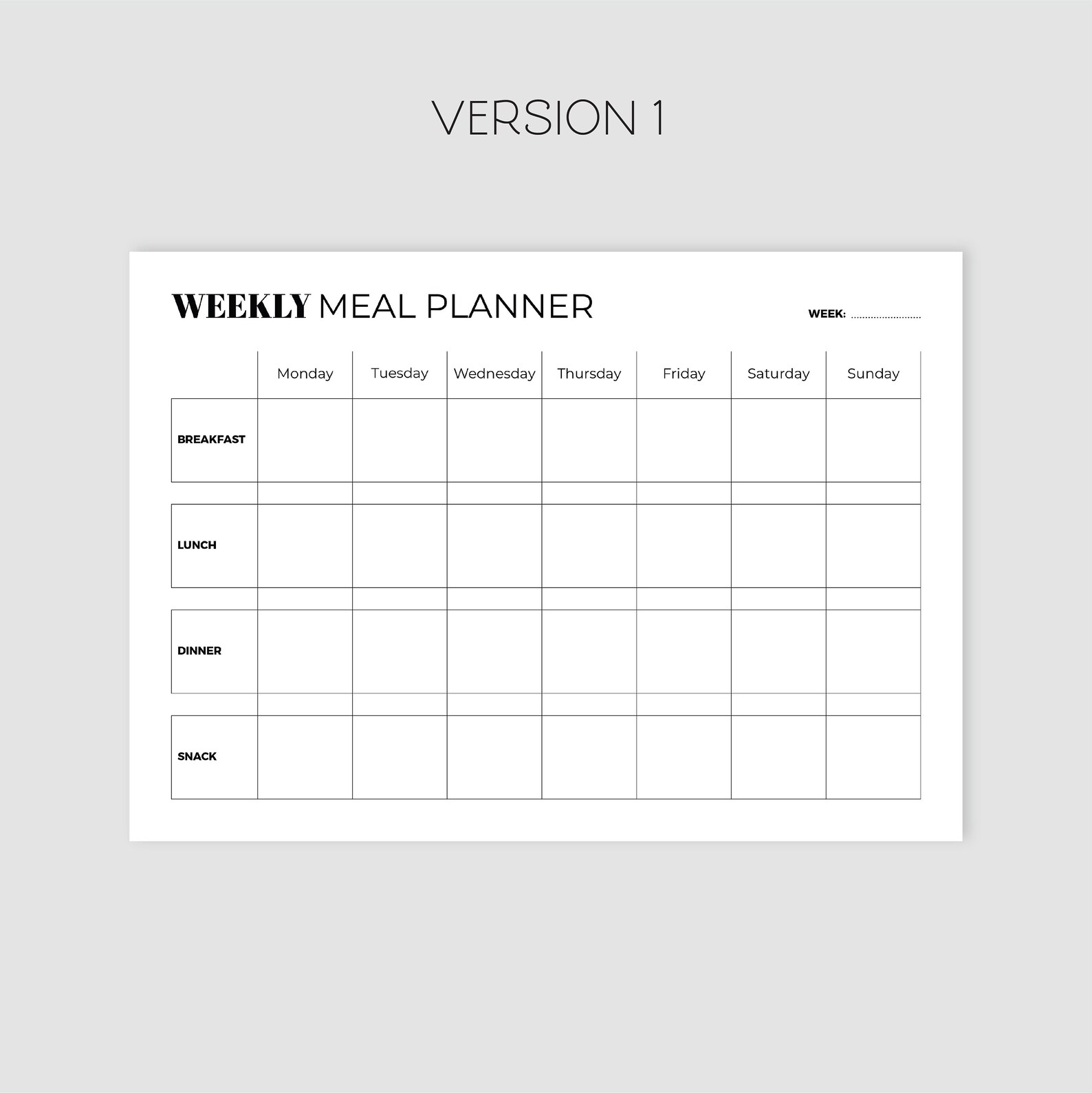 Weekly Meal Planner, Key to a Healthy Life, Digital and Physical Use ...