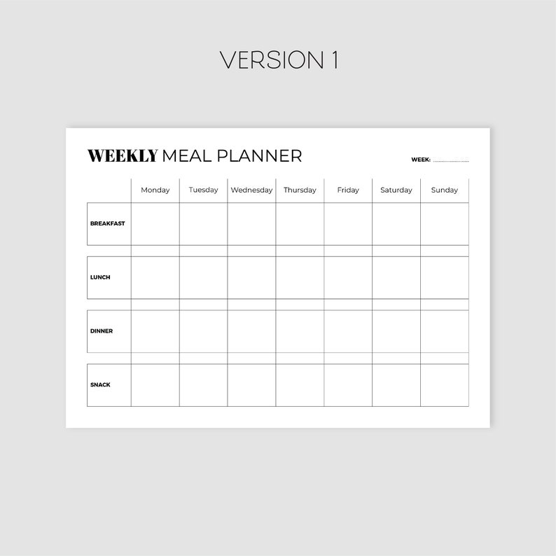 Weekly Meal Planner, Key to a Healthy Life, Digital and Physical Use ...