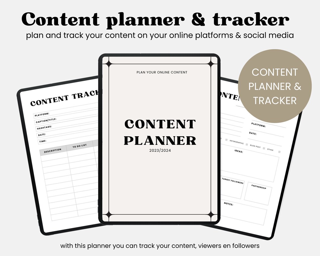 Editable Content Planner and Tracker for Blog and Social Media - Etsy ...