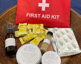 First Aid Kit Basket, Medicine Cabinet, Wicker, Red and White, Storage ...