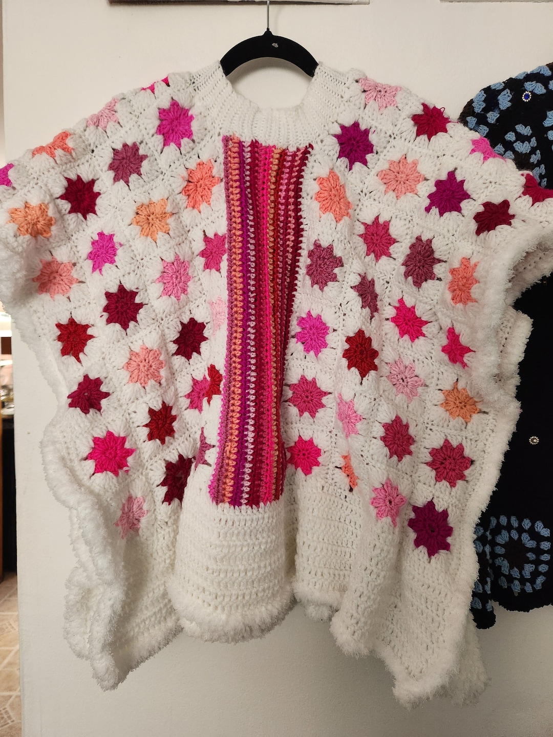 Colorful Granny Square Oversized Poncho With Rope, African Inspired ...