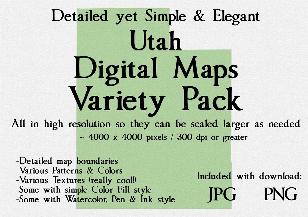 Utah Map Bundle: Styles Include Simple, Detailed, Rich, Elegant ...