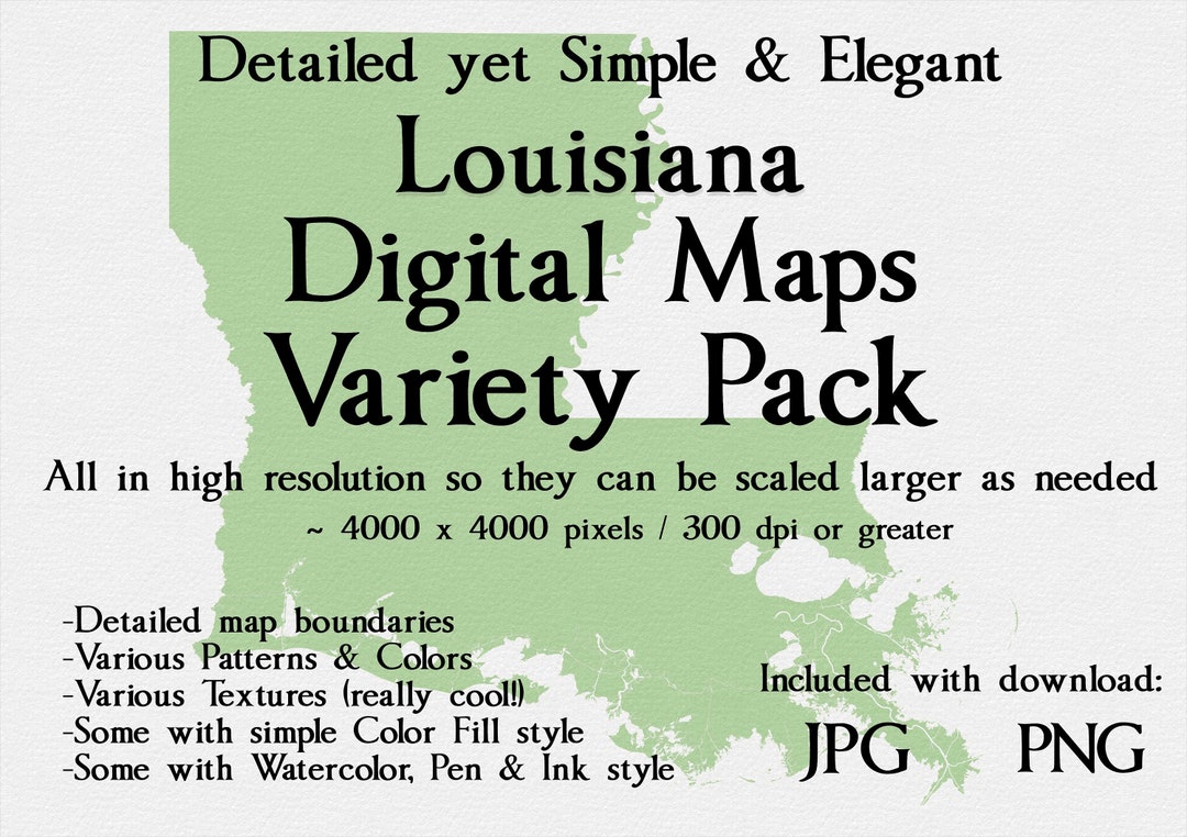 Louisiana Map Bundle: Styles Include Simple, Detailed, Rich, Elegant ...