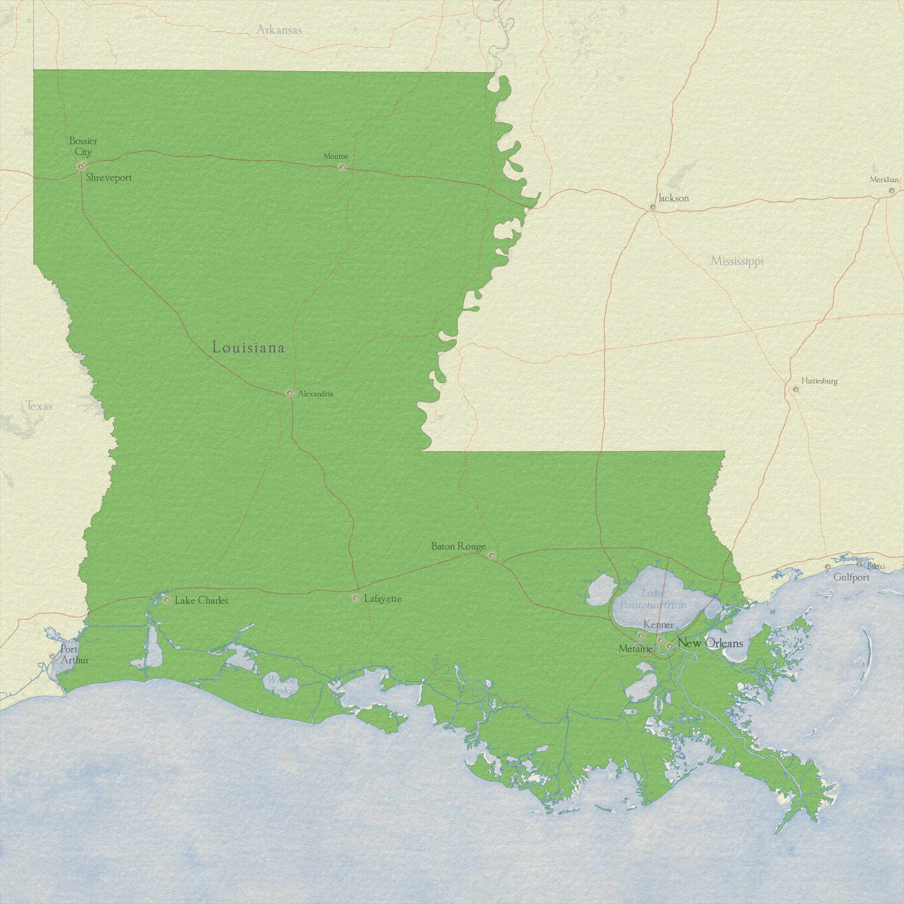 Louisiana Map Bundle: Styles Include Simple, Detailed, Rich, Elegant ...