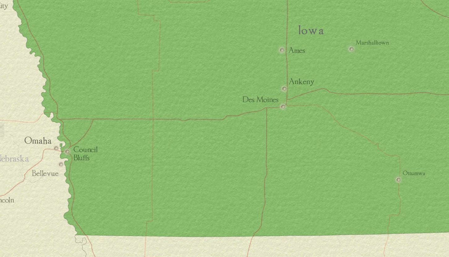 Iowa State Map Bundle: Styles Include Simple, Detailed, Rich, Elegant ...