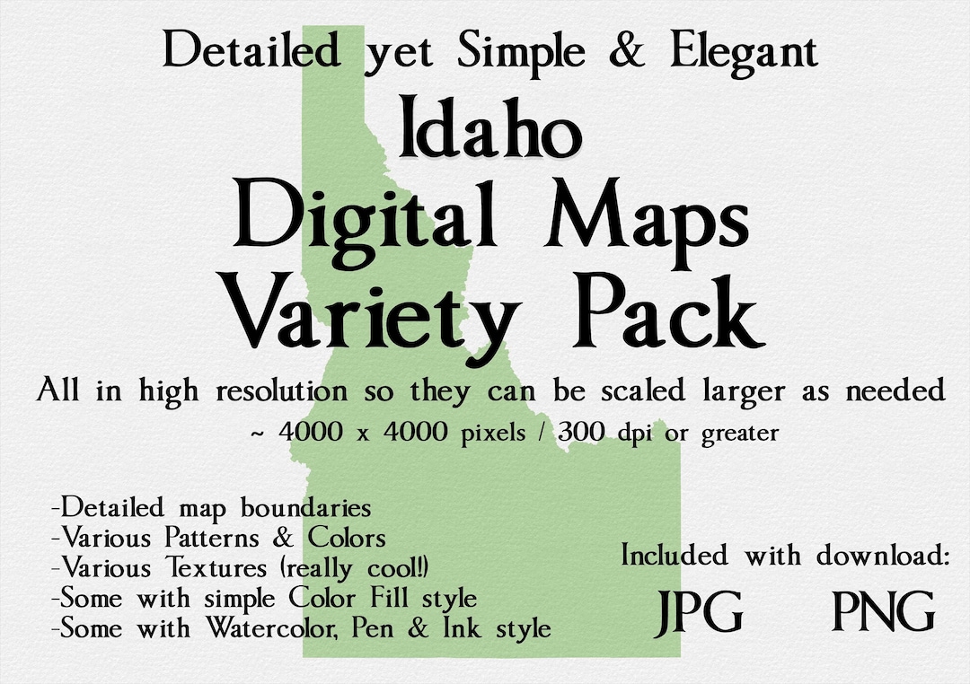 Idaho State Map Bundle: Styles Include Simple, Detailed, Rich, Elegant ...
