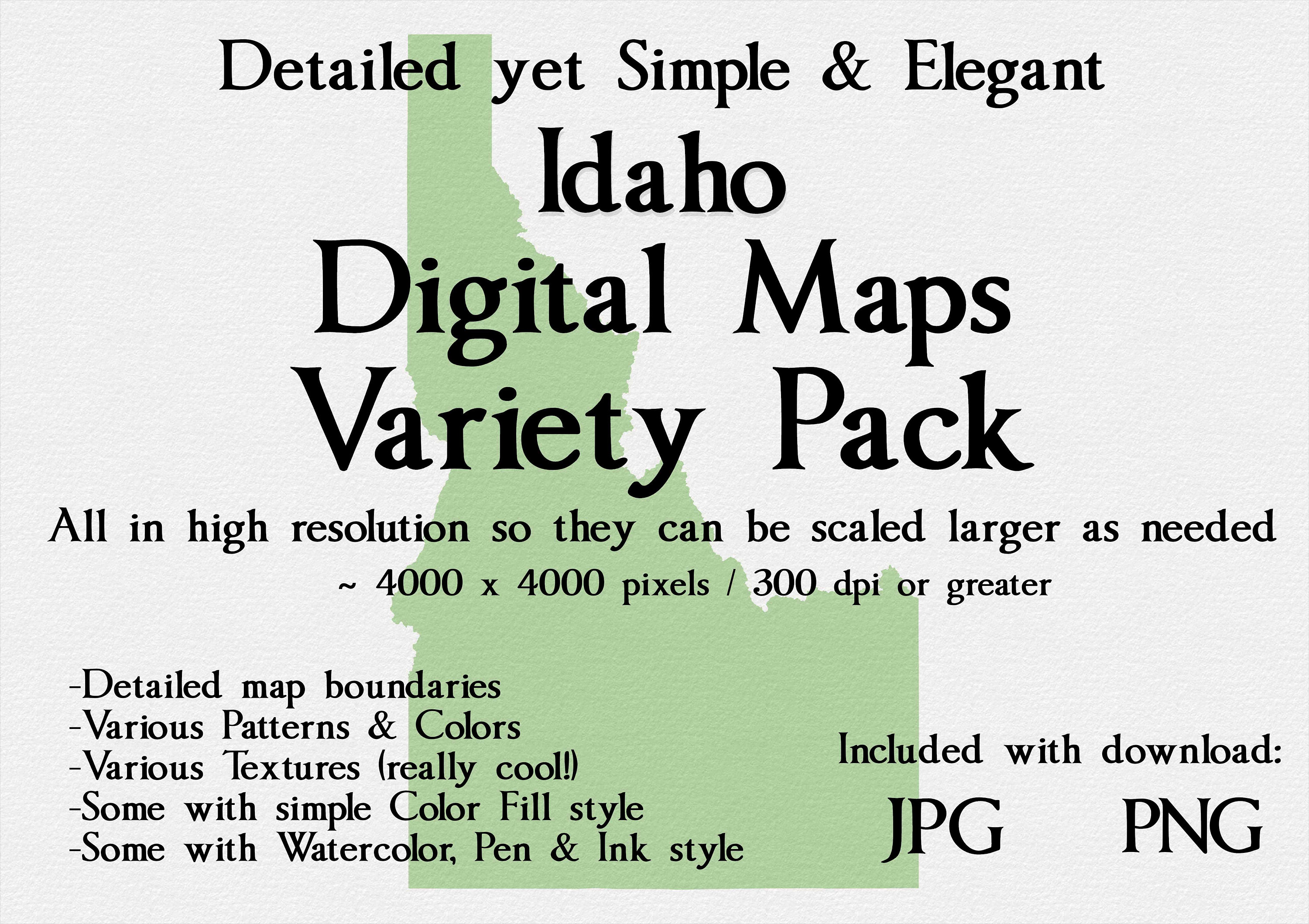 Idaho State Map Bundle: Styles Include Simple, Detailed, Rich, Elegant ...
