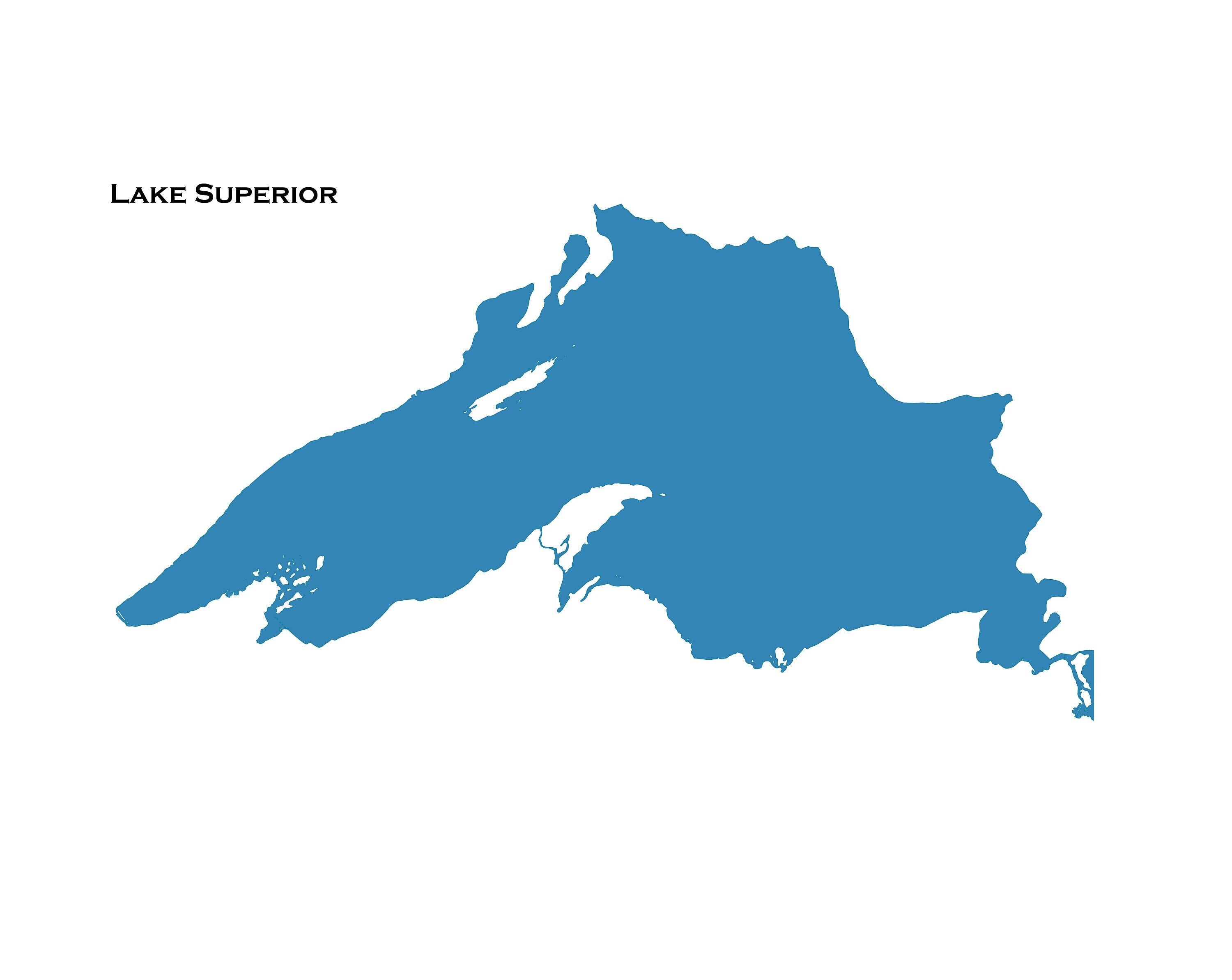 Lake Superior Map DOWNLOAD Types .jpg .pdf .png and .svg (blue on White ...