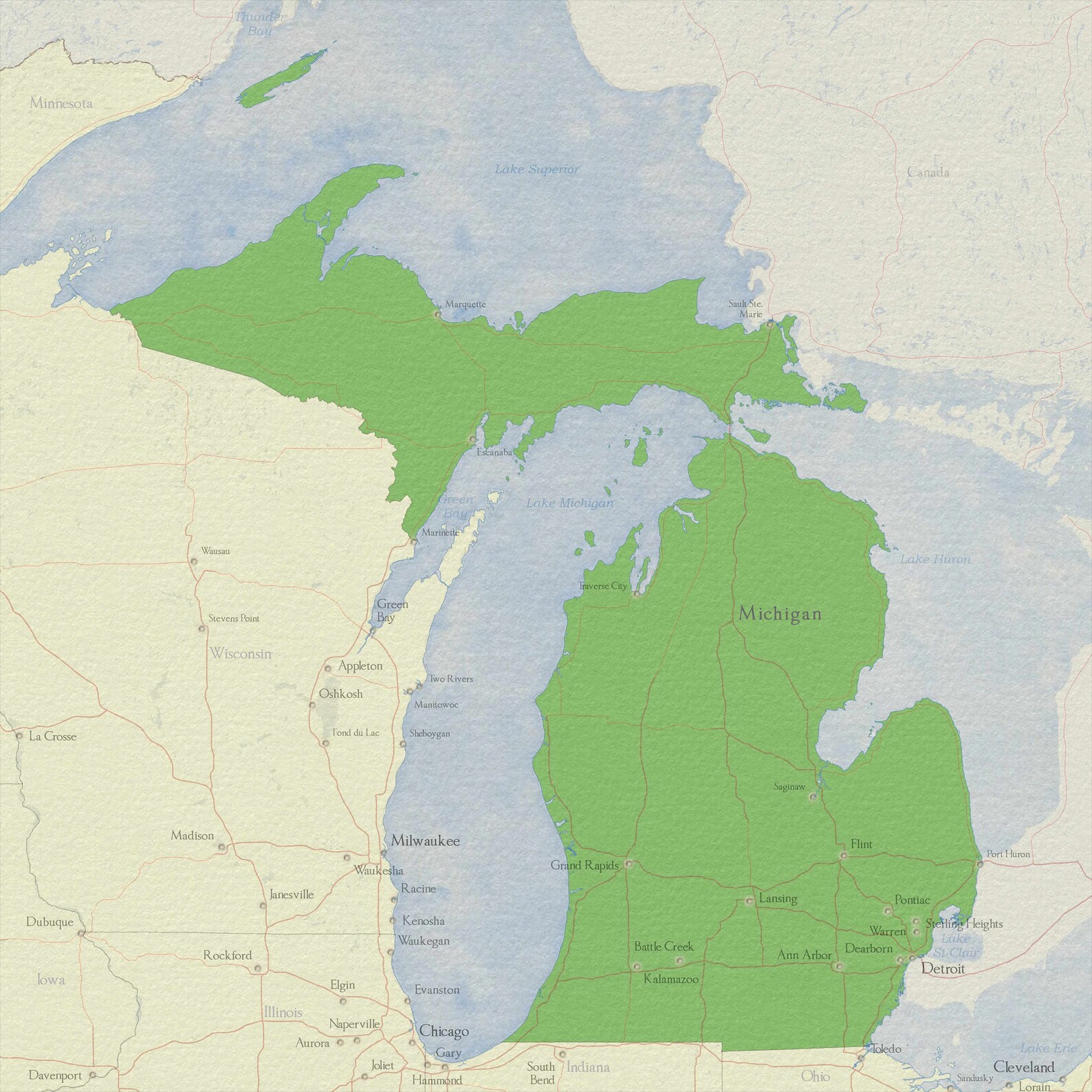 Michigan Map Bundle: Styles Include Simple, Detailed, Rich, Elegant ...