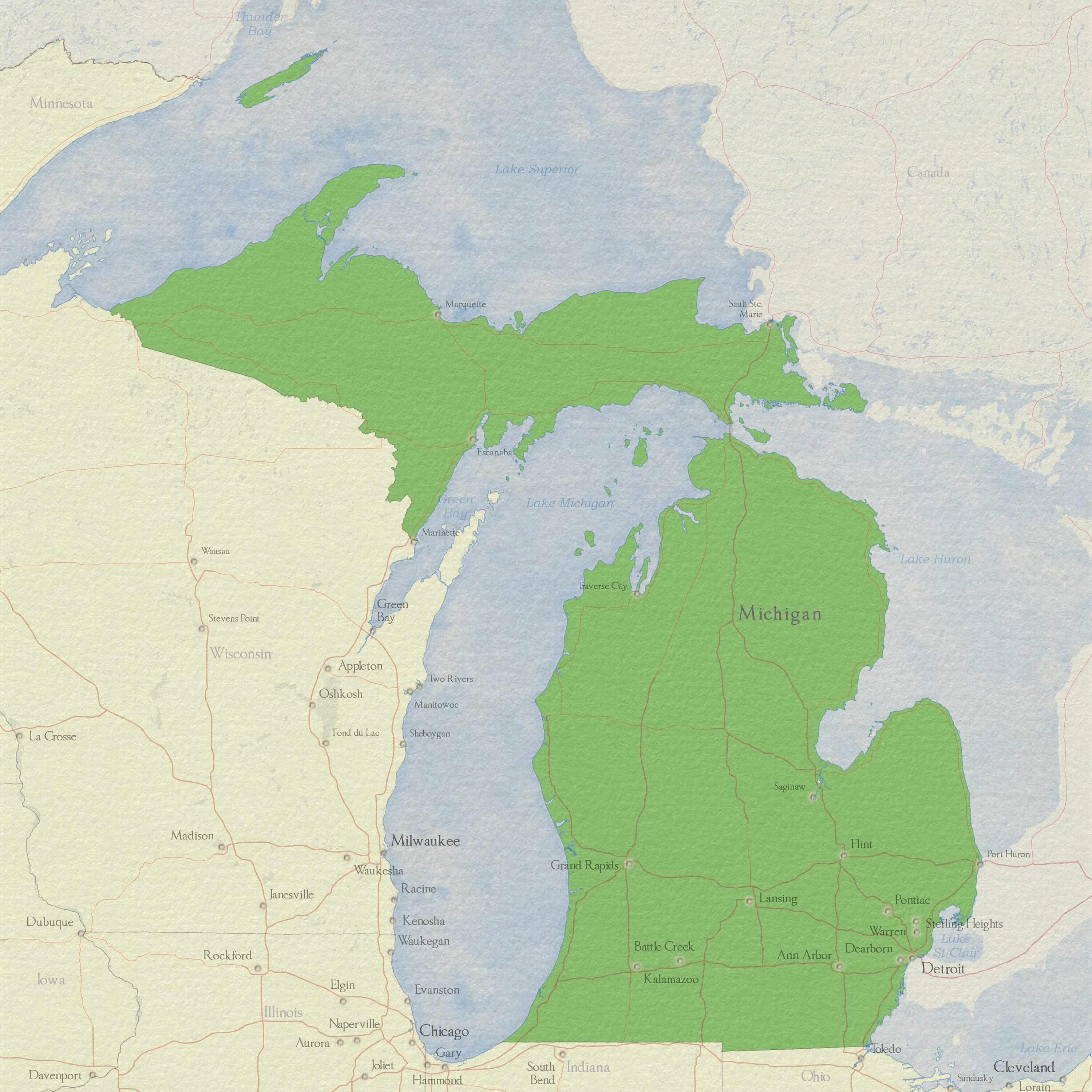 Michigan Map Bundle: Styles Include Simple, Detailed, Rich, Elegant ...