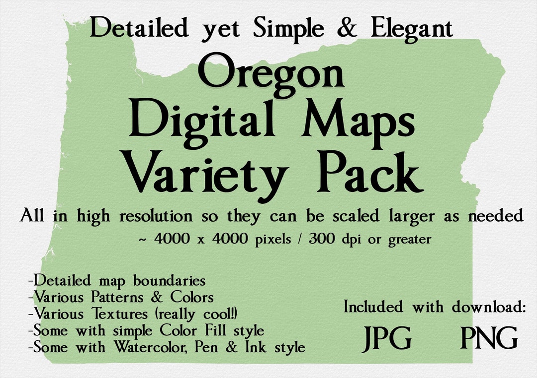 Oregon Map Bundle: Styles Include Simple, Detailed, Rich, Elegant ...