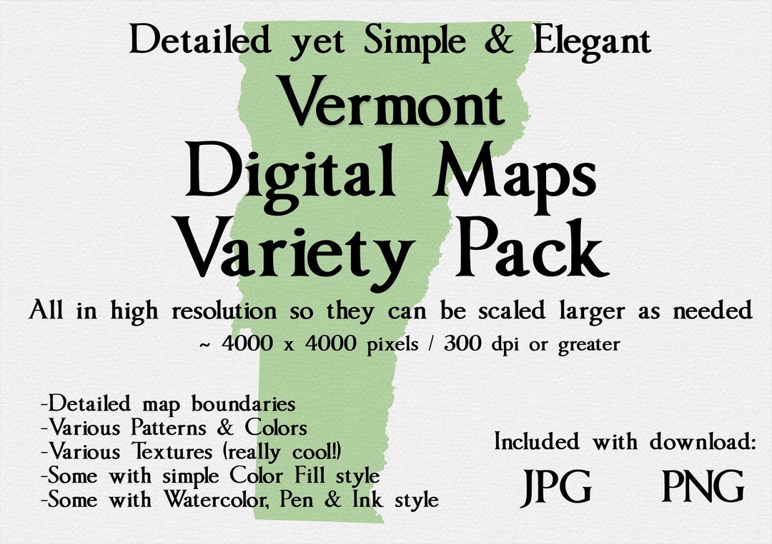 Vermont Map Bundle: Styles Include Simple, Detailed, Rich, Elegant ...