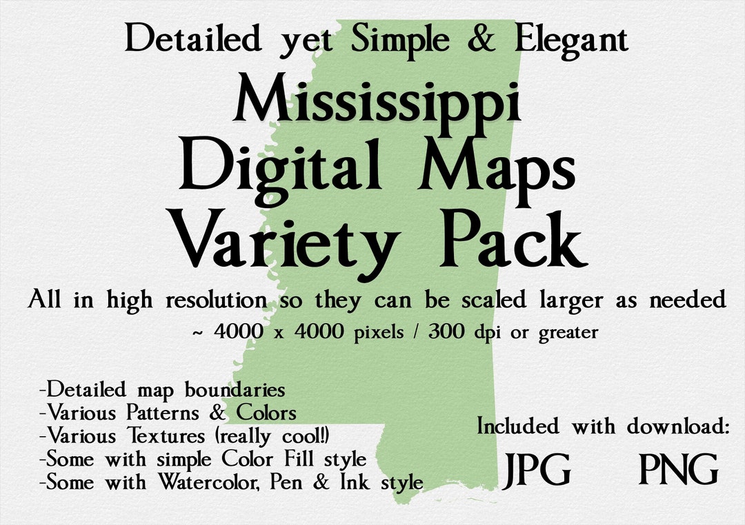 Mississippi Map Bundle: Styles Include Simple, Detailed, Rich, Elegant ...
