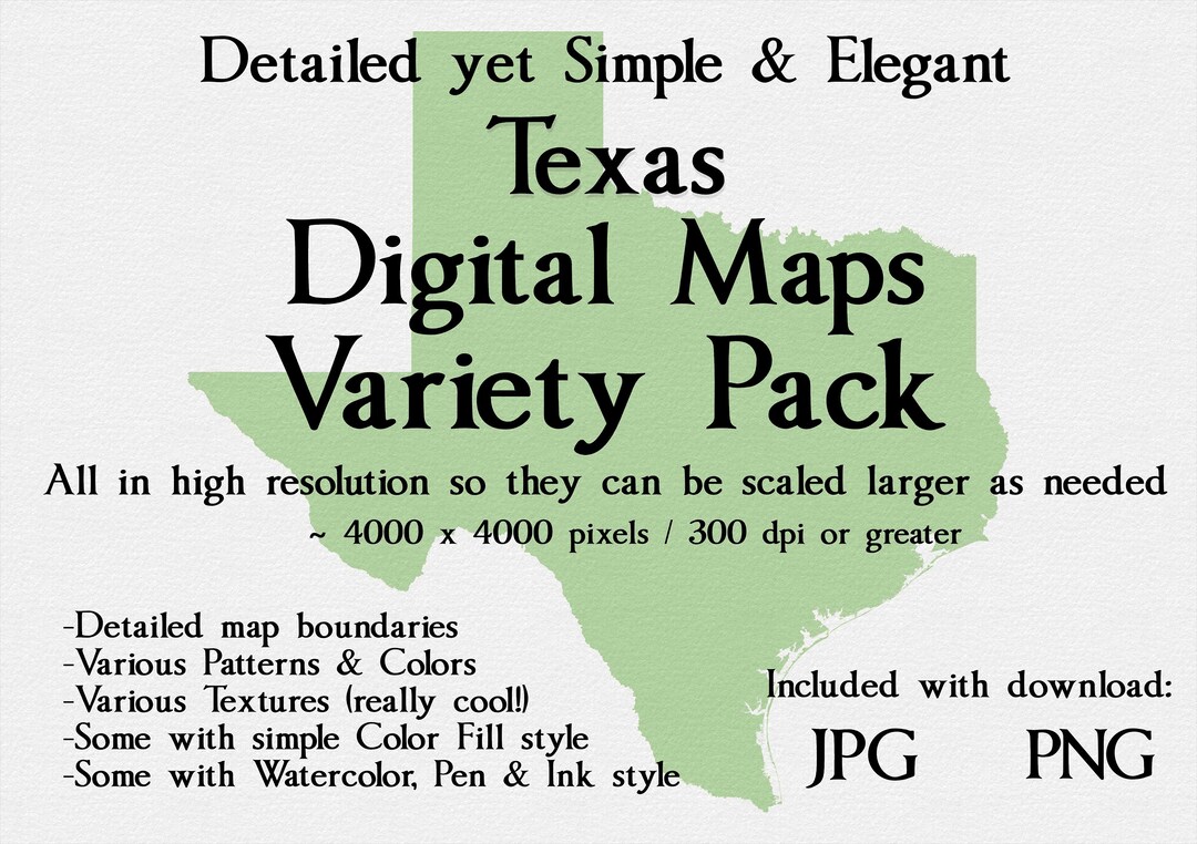 Texas Map Bundle: Styles Include Simple, Detailed, Rich, Elegant ...