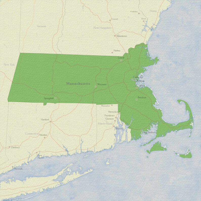 Massachusetts Map Bundle: Styles Include Simple, Detailed, Rich ...