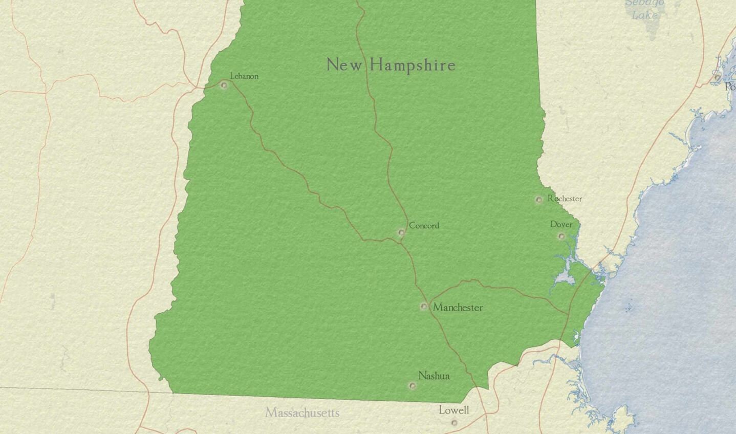 New Hampshire Map Bundle: Styles Include Simple, Detailed, Rich ...