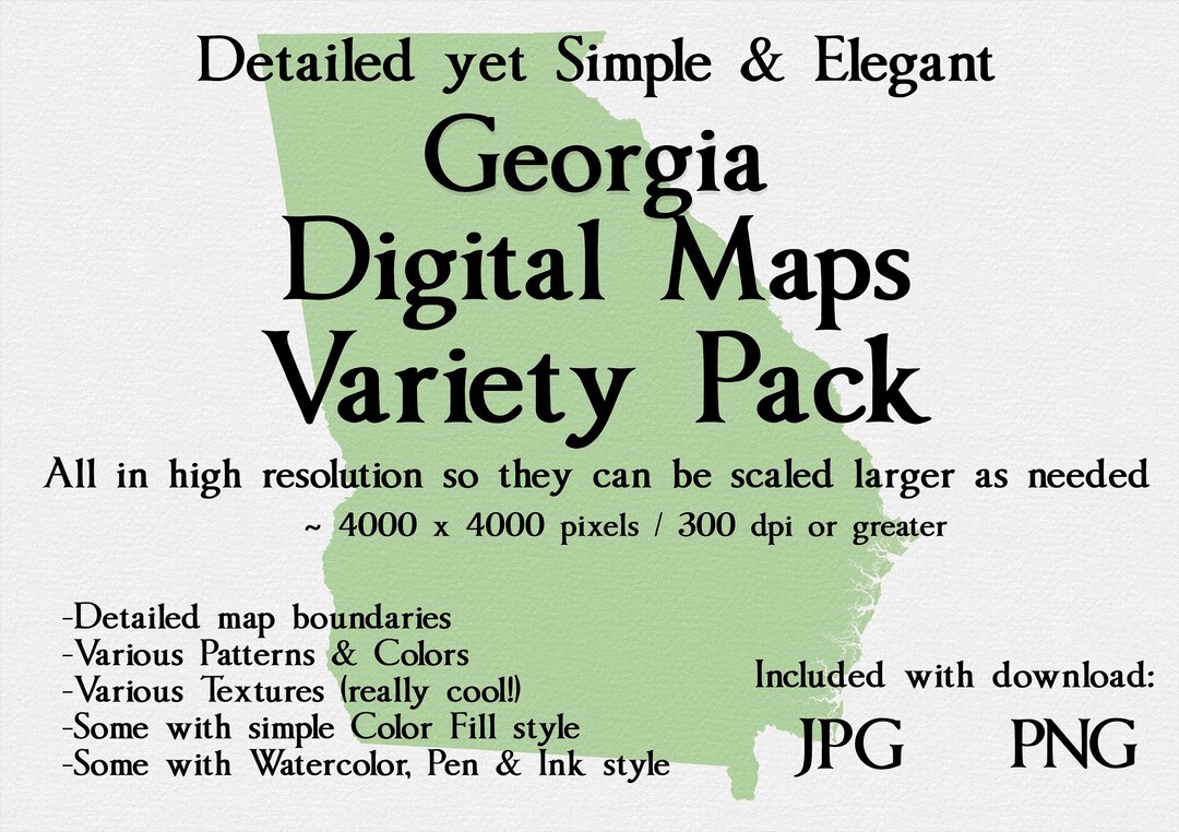 Georgia State Map Bundle: Styles Include Simple, Detailed, Rich ...