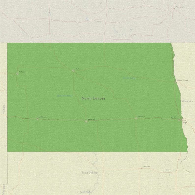 North Dakota Map Bundle: Styles Include Simple, Detailed, Rich, Elegant ...