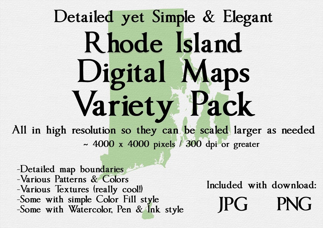 Rhode Island Map Bundle: Styles Include Simple, Detailed, Rich, Elegant ...