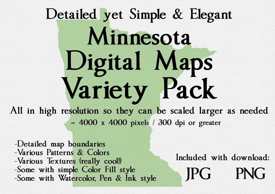 Minnesota Map Bundle: Styles Include Simple, Detailed, Rich, Elegant ...