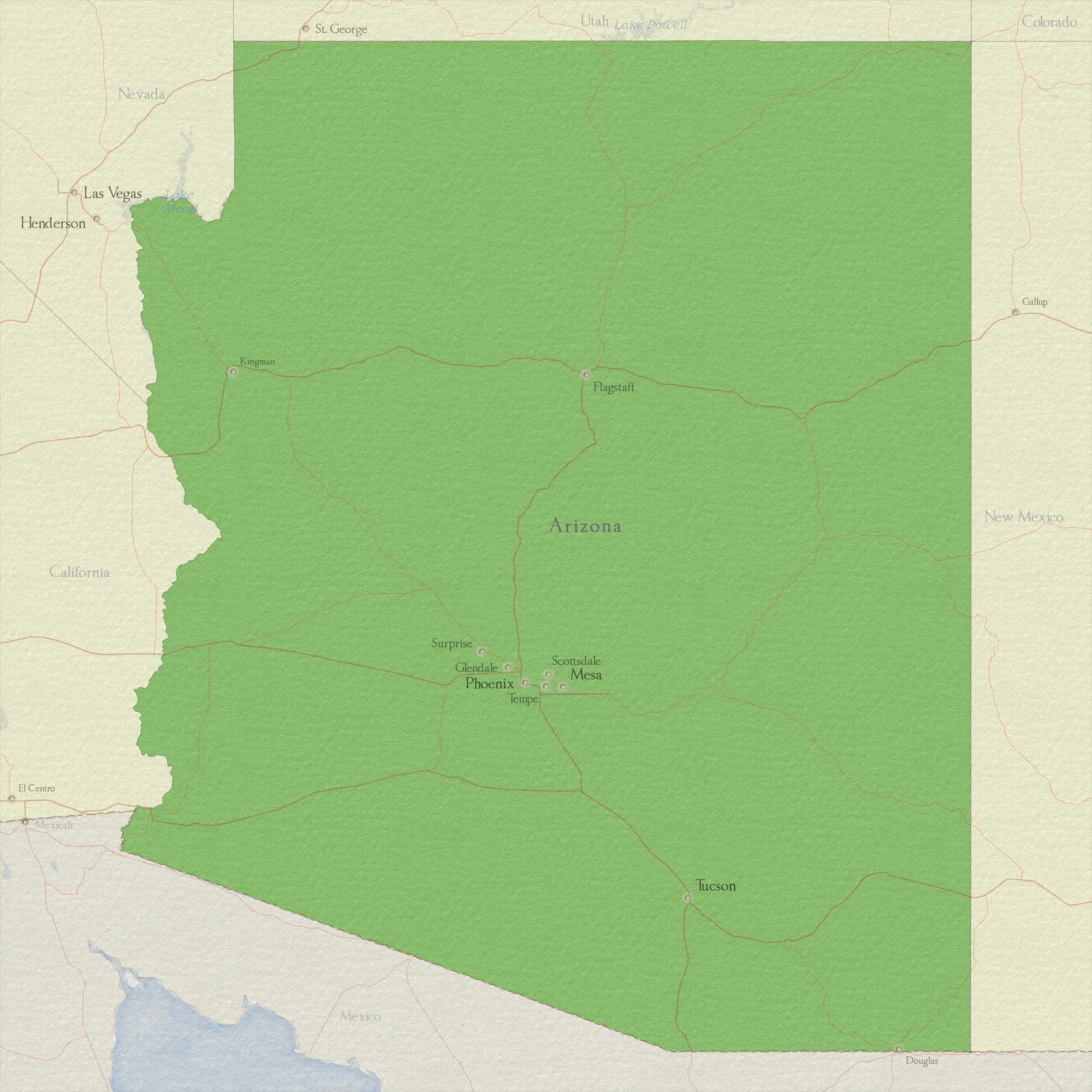Arizona State Map Bundle: Styles Include Simple, Detailed, Rich ...