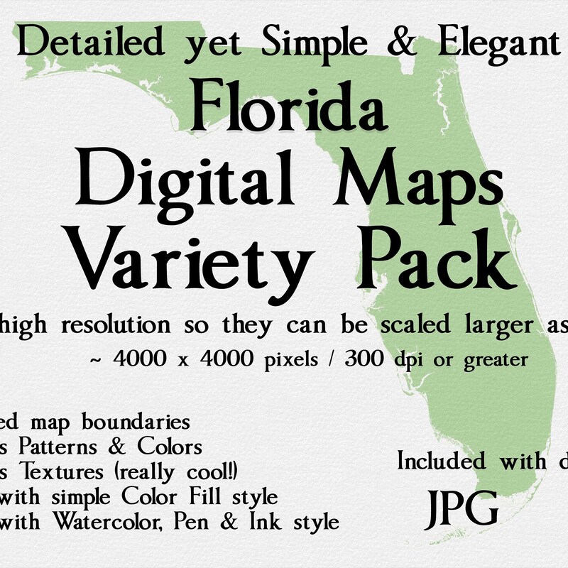 Detailed Florida Map - Etsy