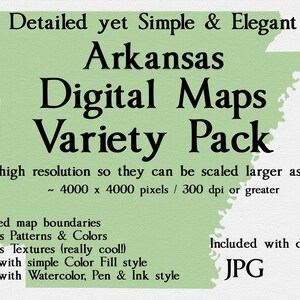Arkansas State Map Bundle: Styles Include Simple, Detailed, Rich ...