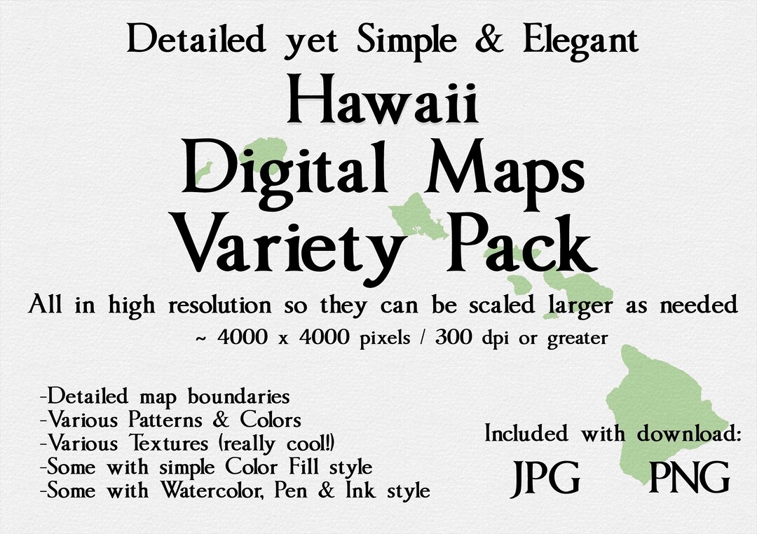 Hawaii State Map Bundle: Styles Include Simple, Detailed, Rich, Elegant ...
