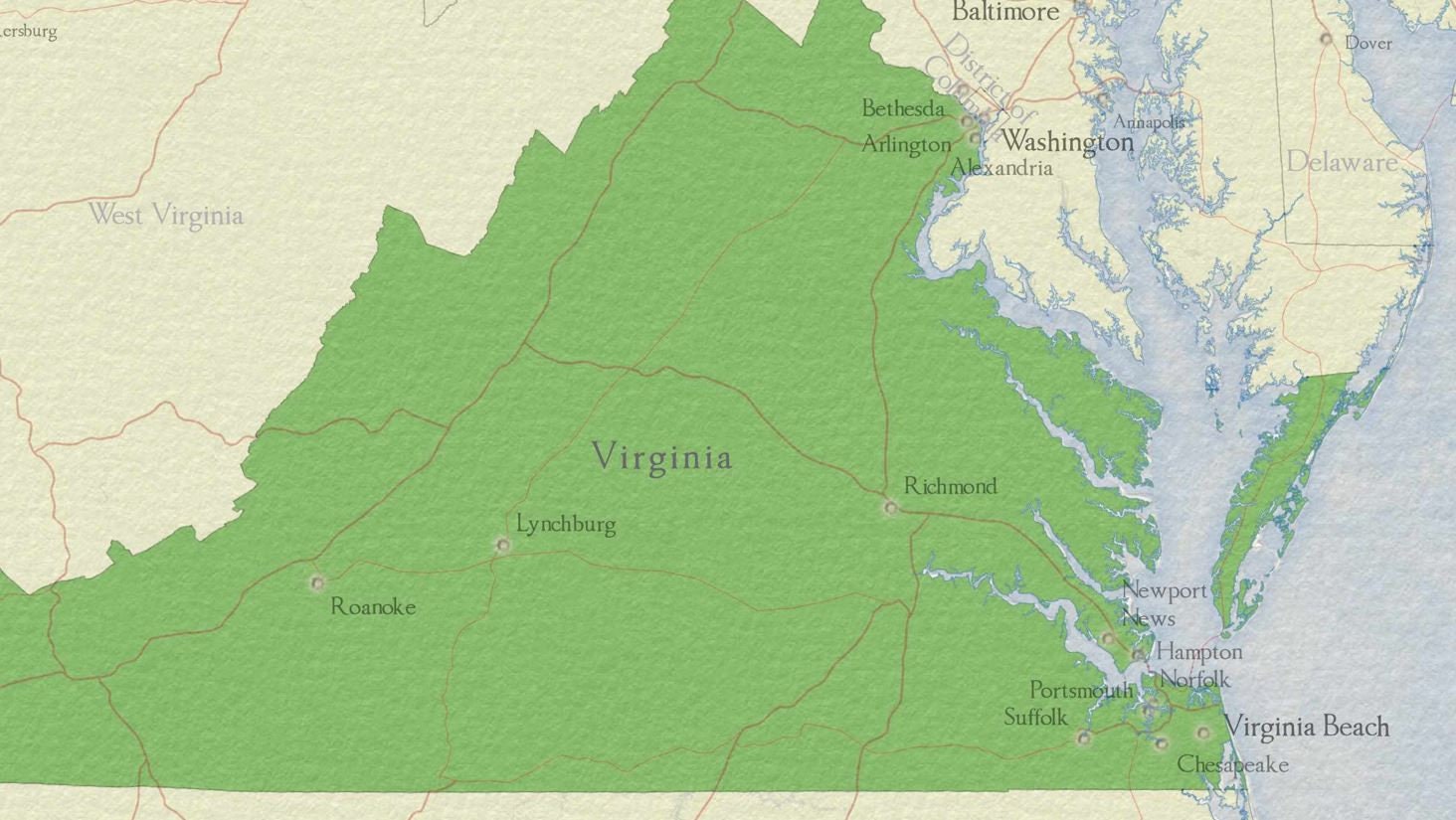 Virginia Map Bundle: Styles Include Simple, Detailed, Rich, Elegant ...