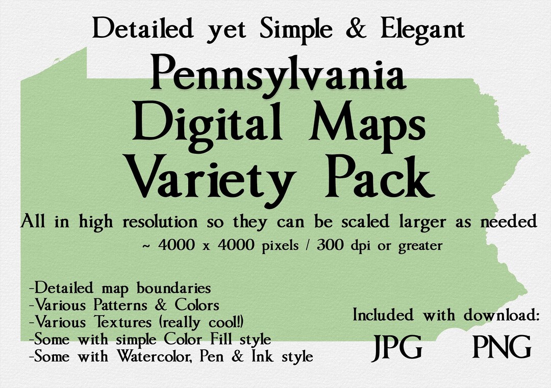 Pennsylvania Map Bundle: Styles Include Simple, Detailed, Rich, Elegant ...