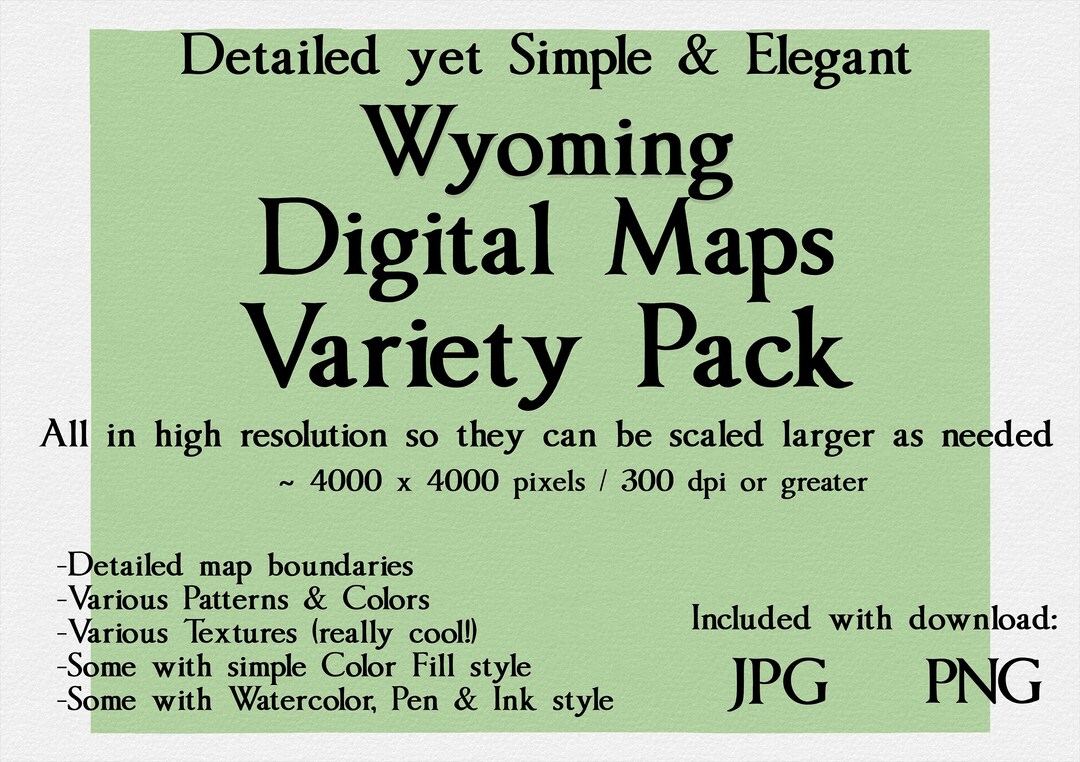 Wyoming Map Bundle: Styles Include Simple, Detailed, Rich, Elegant ...
