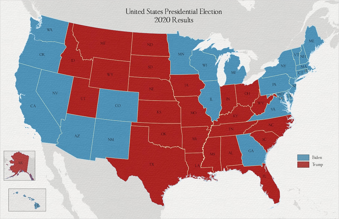DOWNLOAD 2020 US Presidential Election Results Map. Elegantly Textured ...
