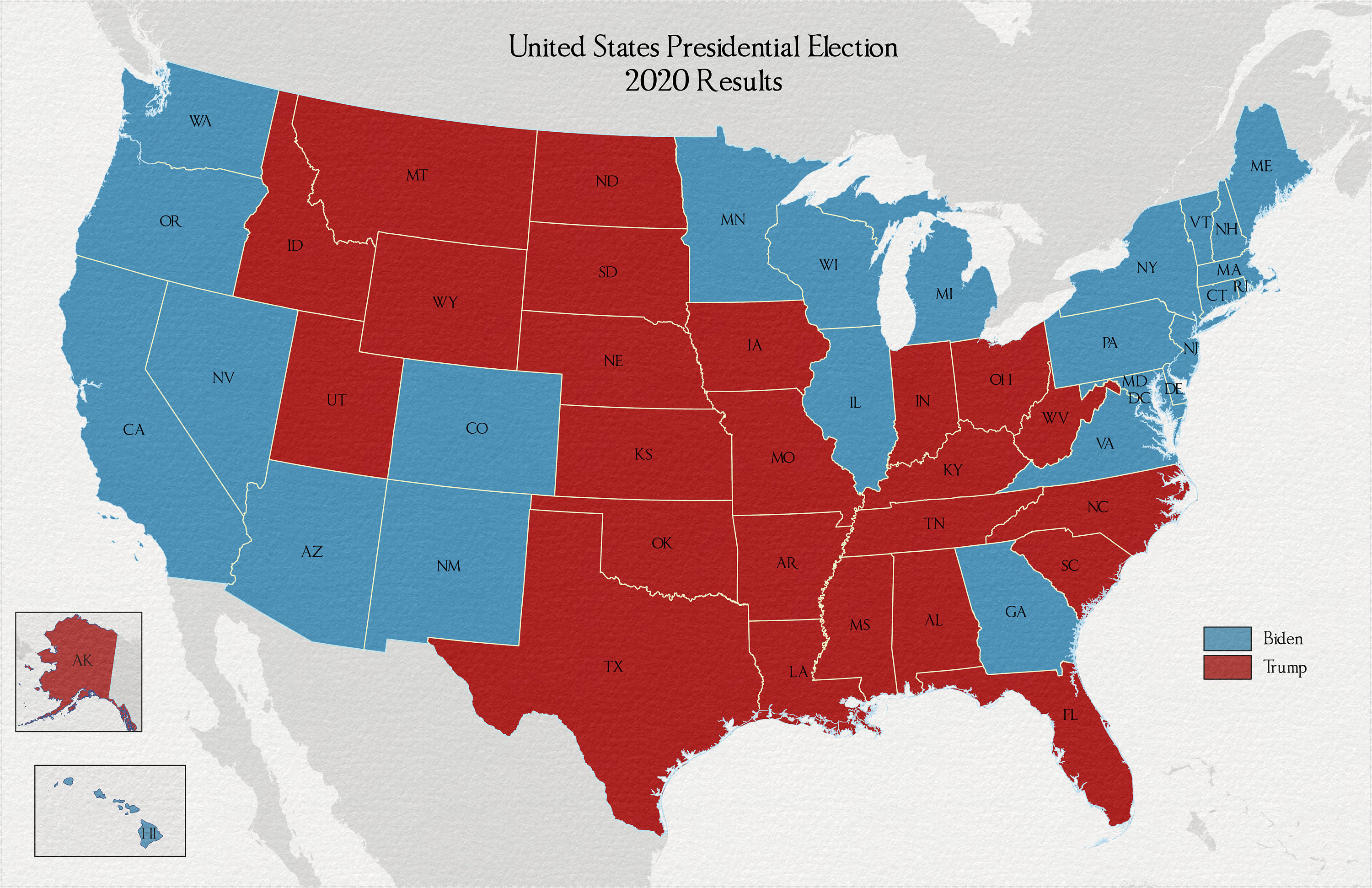 DOWNLOAD 2020 US Presidential Election Results Map. Elegantly Textured ...