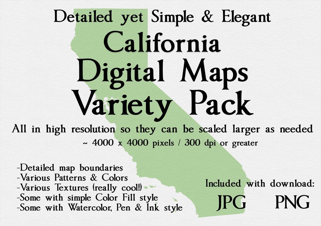 California State Map Bundle: Styles Include Simple, Detailed, Rich ...