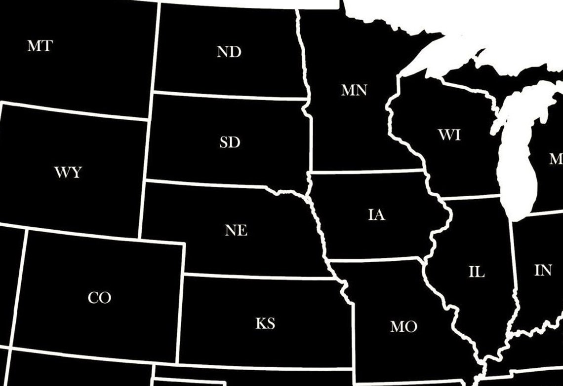 USA States Map DOWNLOAD Types .jpg .pdf .png and .svg (black Background ...