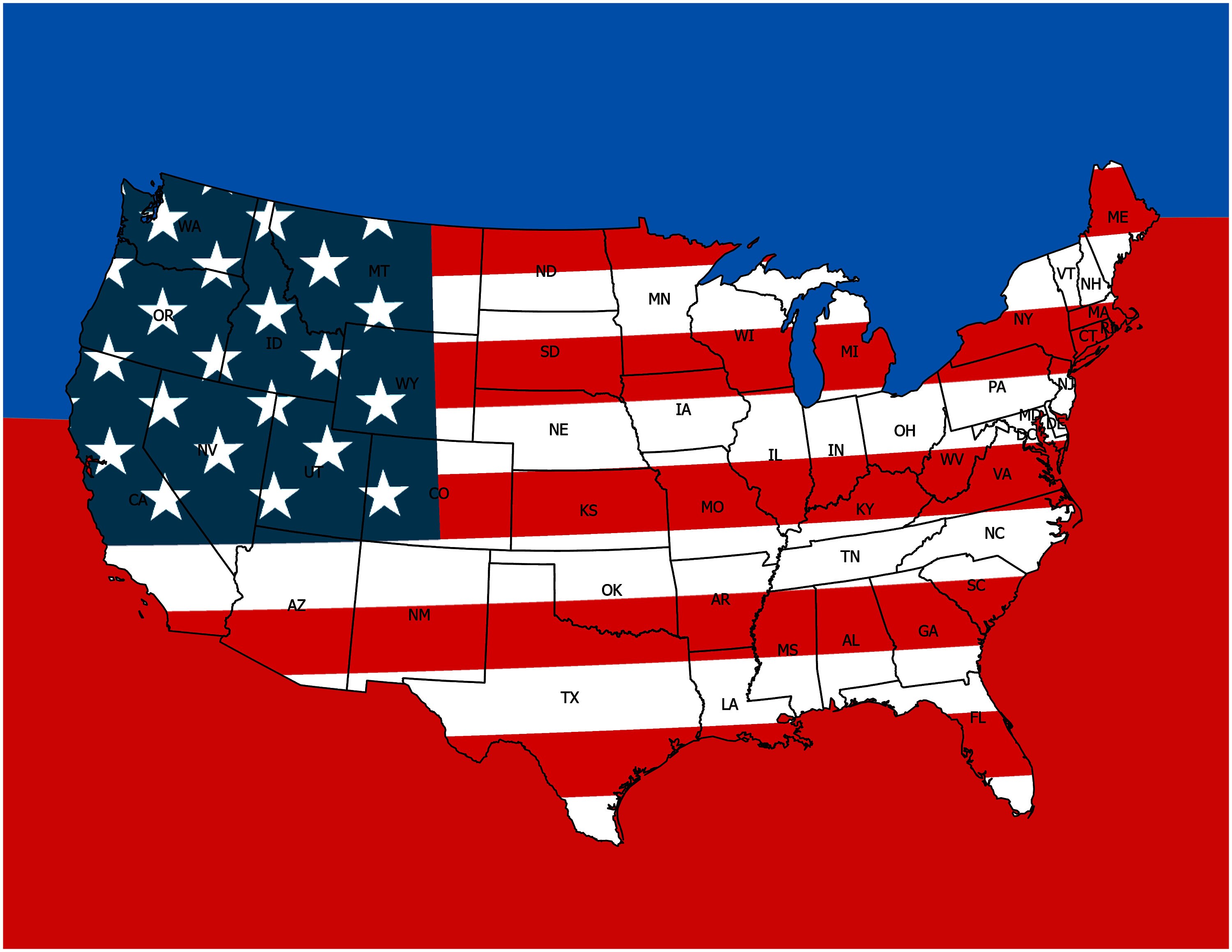 Printable Red White Blue USA States Variety Pack 27 Maps Some With ...