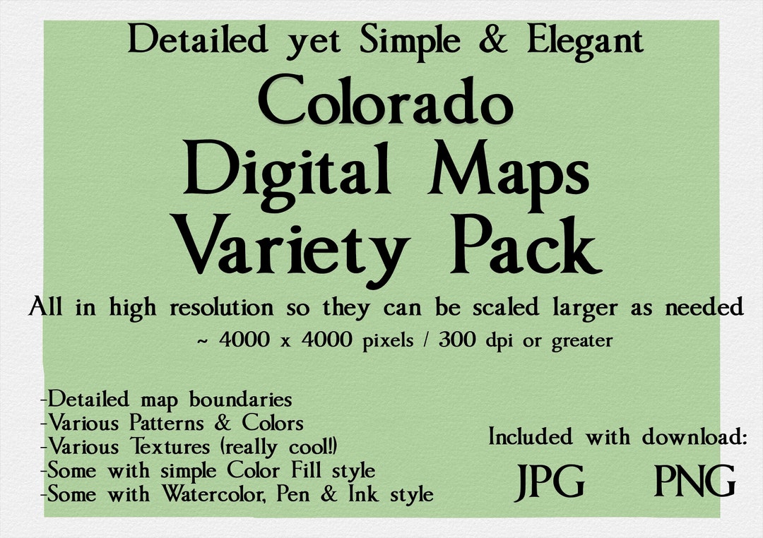 Colorado State Map Bundle: Styles Include Simple, Detailed, Rich ...