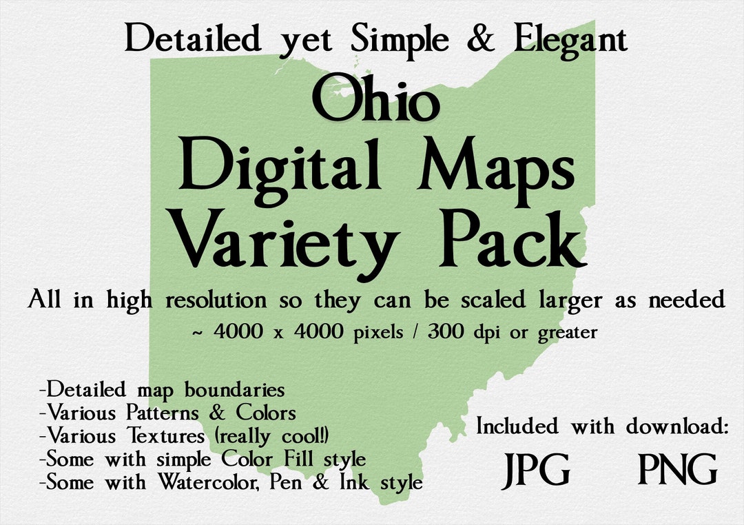 Ohio Map Bundle: Styles Include Simple, Detailed, Rich, Elegant ...