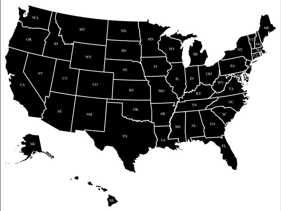USA States Map DOWNLOAD Types .jpg .pdf .png and .svg (black Background ...