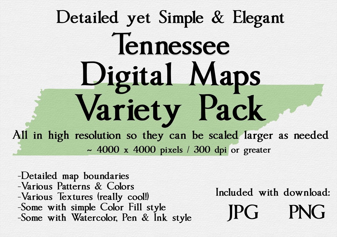 Tennessee Map Bundle: Styles Include Simple, Detailed, Rich, Elegant ...