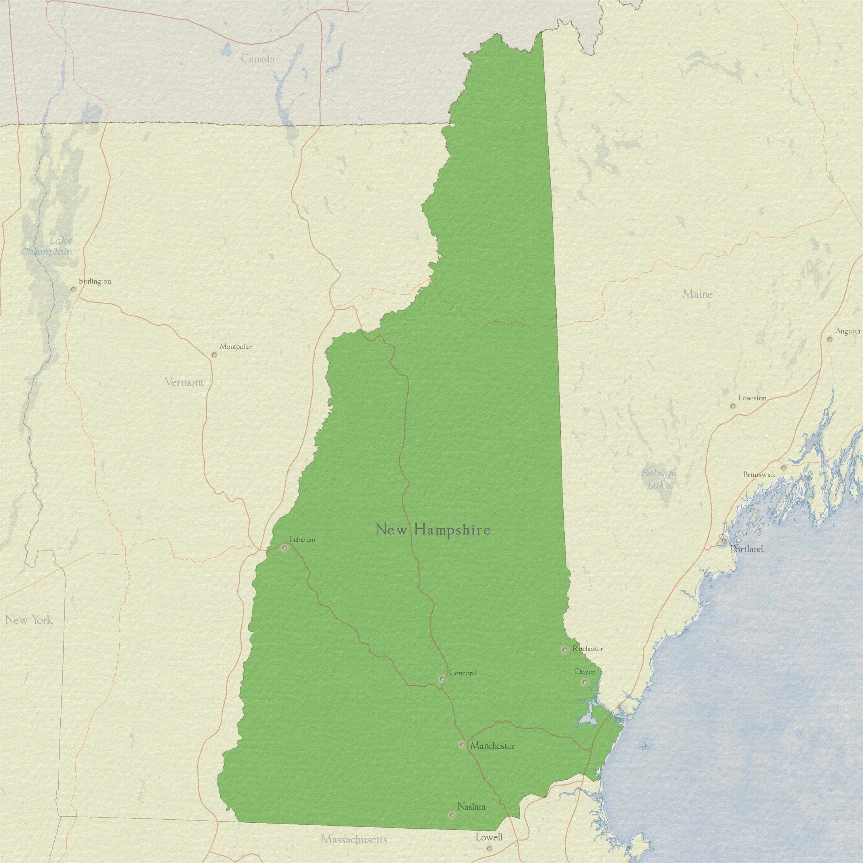 New Hampshire Map Bundle: Styles Include Simple, Detailed, Rich ...