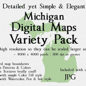 Michigan Map Bundle: Styles Include Simple, Detailed, Rich, Elegant ...