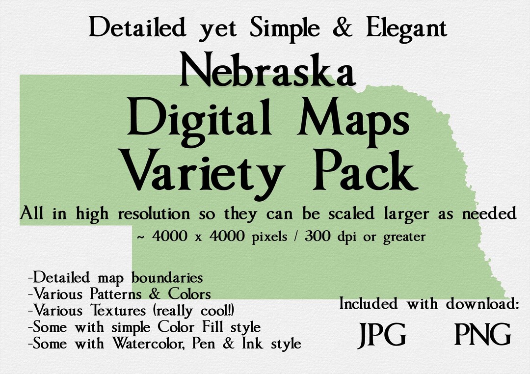 Nebraska Map Bundle: Styles Include Simple, Detailed, Rich, Elegant ...