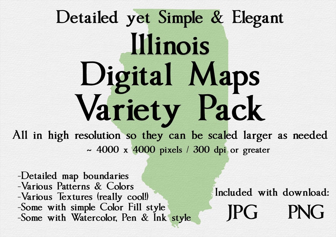 Illinois State Map Bundle: Styles Include Simple, Detailed, Rich ...